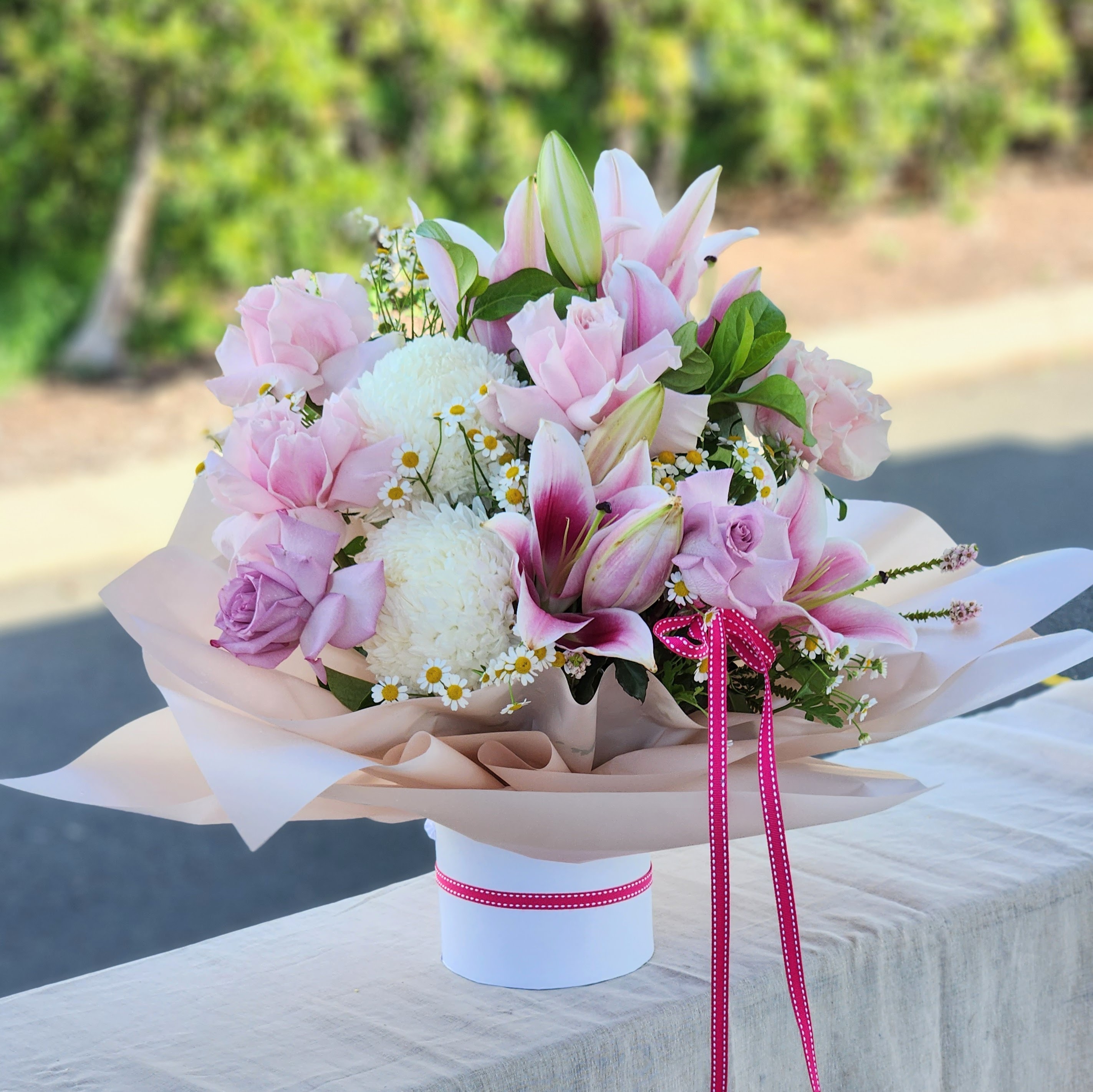 Starlight Pink Roses & Lilies Bouquet | Flowers With Passion